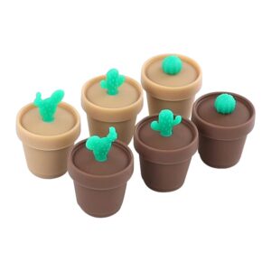 yhswe silicone wax container non-stick food grade dark brown/light brown cactus shape 7ml box,suitable for storage of beeswax and skin care products,convenient to carry when traveling(6pcs)