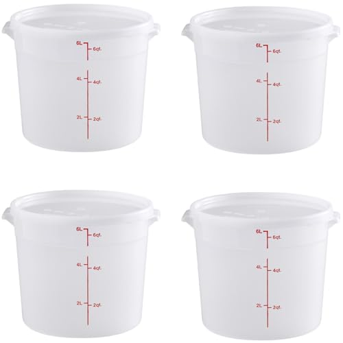 uVeans COMBO PACK Round Food Storage Containers With Lids - 6 Quart Commercial Grade Food Storage Set - 4 Containers, 4 Lids