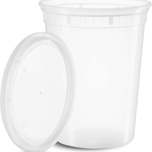 Kosherific Premium Plastic Food and Deli Storage Containers With Airtight Lids 32oz (8 Count) | Stackable, Freezer Safe, Leakproof