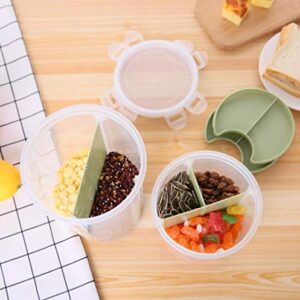 Dividers Cereal Containers Airtight Clear Food Storage Containers with Separate Grids Sealed Dispenser with Flip Top for Nuts Sugar Snacks Candy Beans(Green)