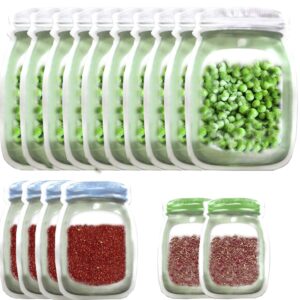 enkrio 20 pcs mason jar zipper bags storage reusable food bag for snack sandwich nuts cookies airtight zipper sealed baggies leak-proof