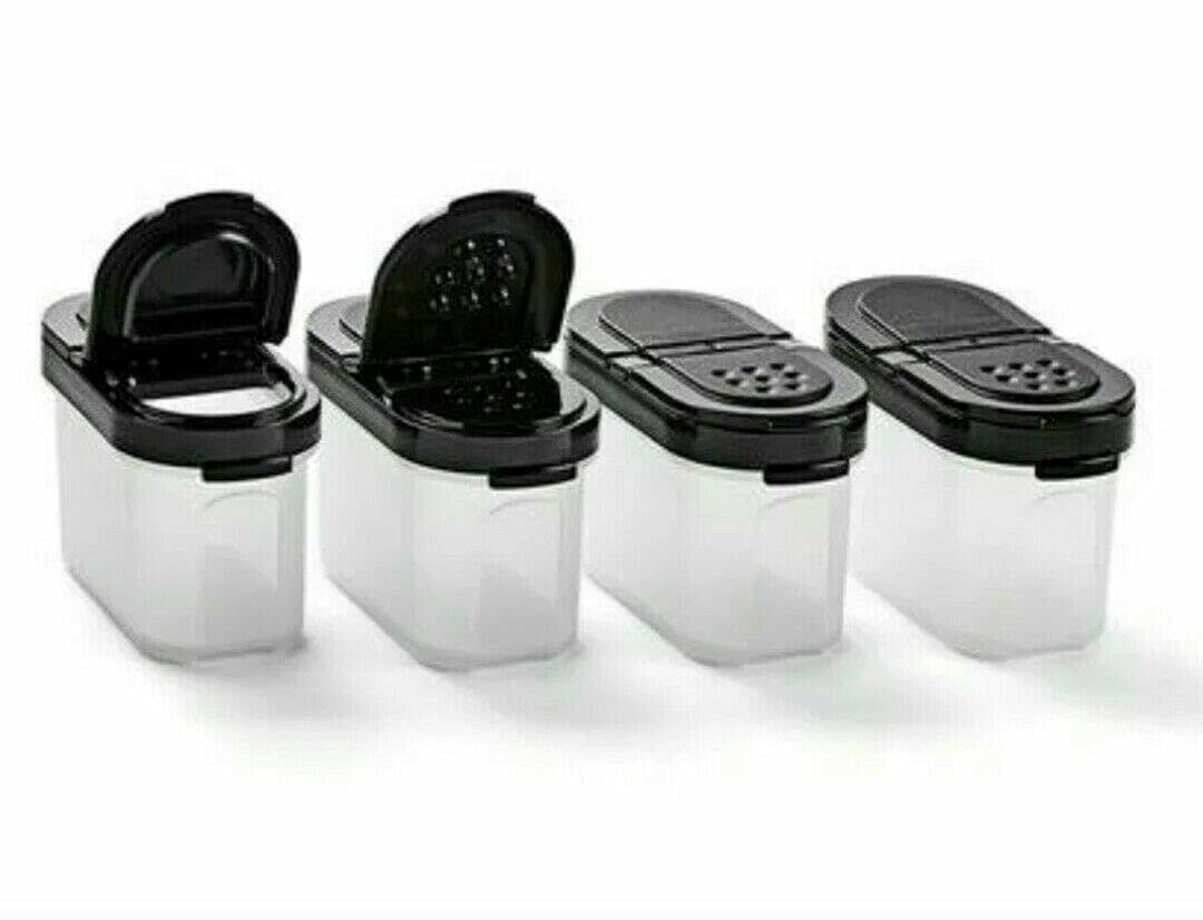 Tupperware MODULAR MATES Small SPICE SET of 4 NEW Black Seals