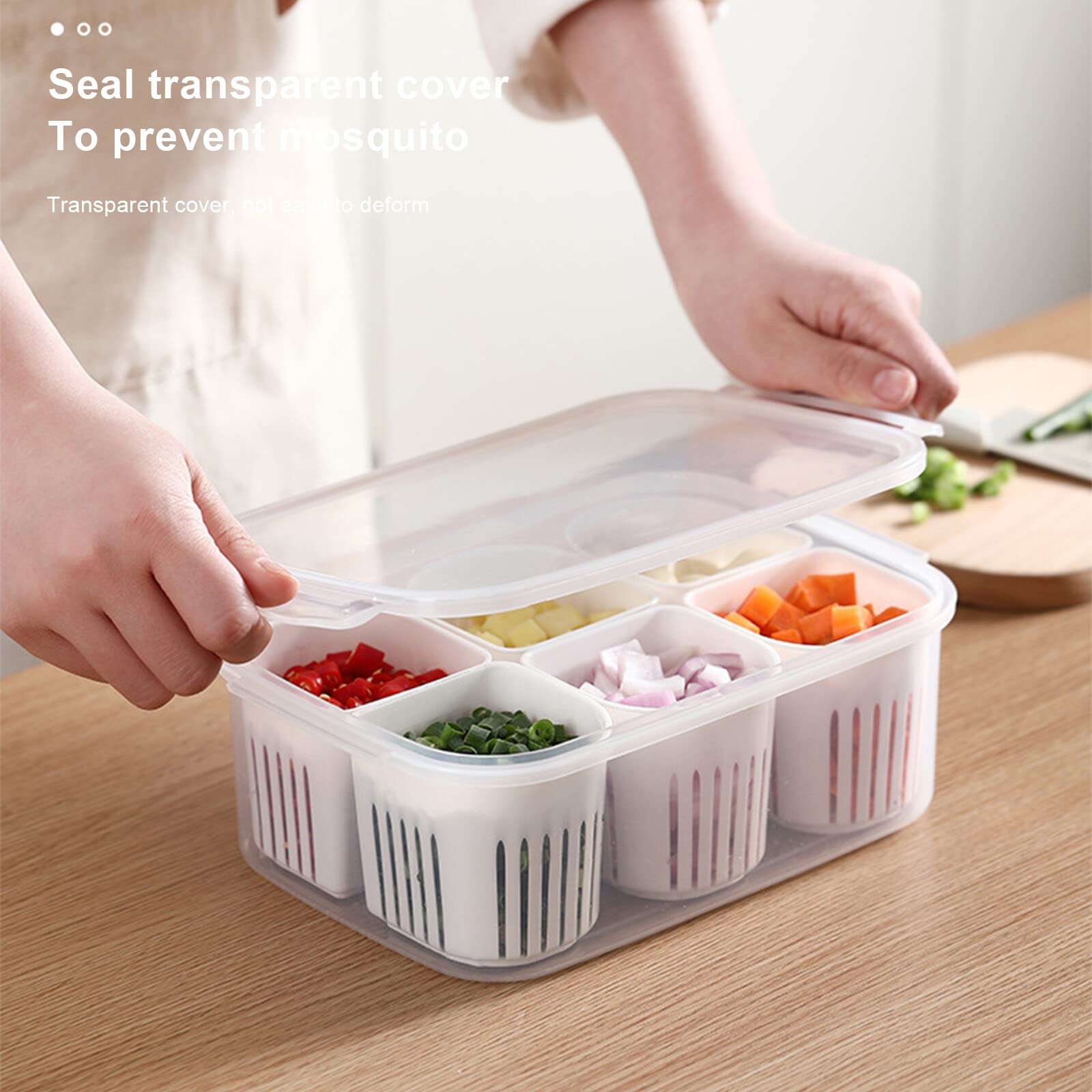 BestAlice Food Storage Containers with Lids, 12PCS Removable Divided Veggie Tray with Lid, Snackle Box Charcuterie Container for Fridge Clear Compartment Snack Containers, Stackable Produce Saver