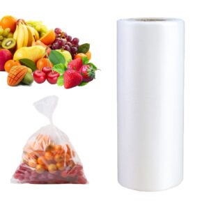 sjpack 12 x 20 inches plastic produce bag on a roll, clear bags for fruits, vegetable,350 bags/roll