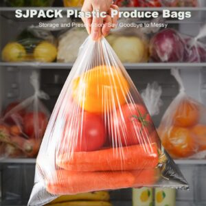 SJPACK 12 X 20 Inches Plastic Produce Bag on a Roll, Clear Bags for Fruits, Vegetable,350 Bags/Roll