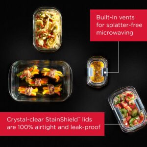 Rubbermaid 8-Piece Brilliance Glass Food Storage Containers with Lids for Lunch, Meal Prep & Brilliance Glass Storage 8-Cup Food Container with Lid (2 Pieces Total), 1-Pack, Clear