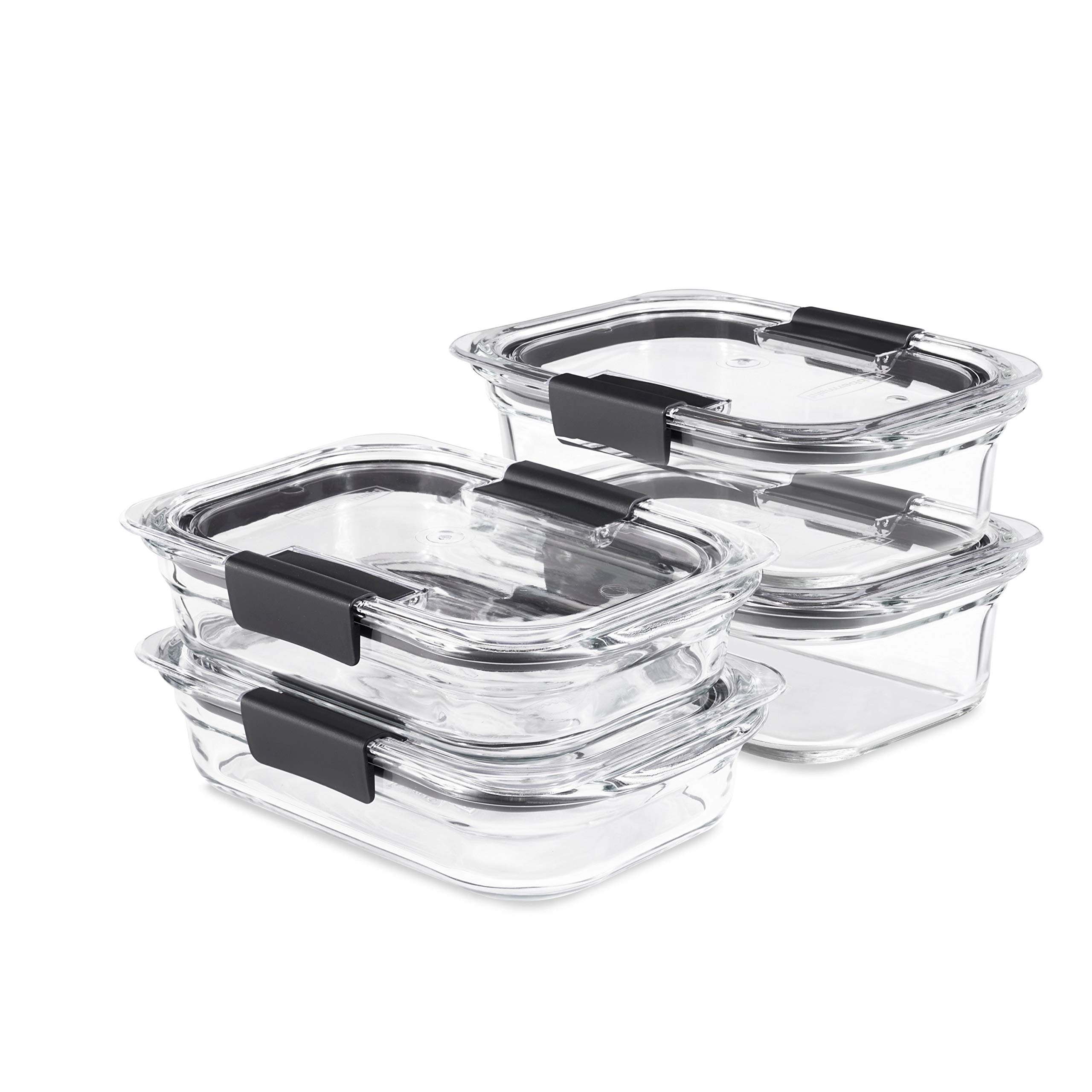 Rubbermaid 8-Piece Brilliance Glass Food Storage Containers with Lids for Lunch, Meal Prep & Brilliance Glass Storage 8-Cup Food Container with Lid (2 Pieces Total), 1-Pack, Clear