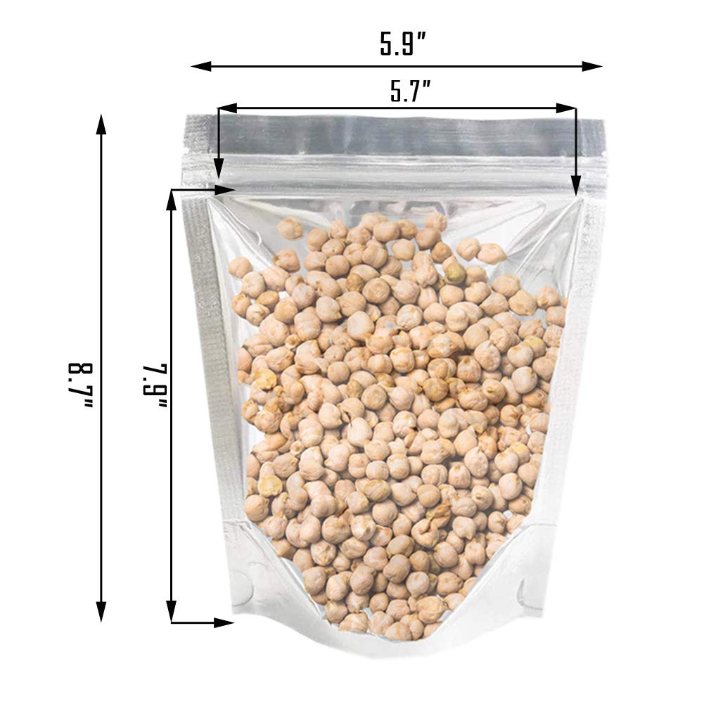 LOKQING 200 PCS 5x8 Inches Resealable Mylar Bags Stand Up Foil Bags and 100 PCS 6x9 Inches Mylar bags for Food Storage