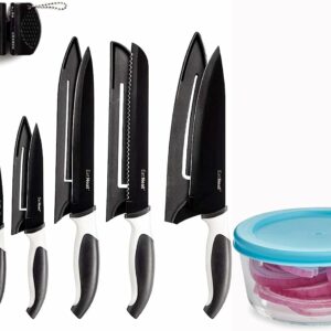 EatNeat 12 Piece Kitchen Knife Set 4 pc Round Glass Food Storage Containers With Lids