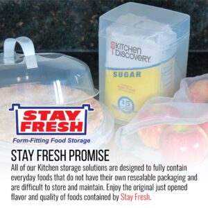 Stay Fresh Flour and Sugar Containers – Kitchen Discovery – 2 Piece Set of Snap Close Kitchen Containers for Flour and Sugar Storage – Keeps Contents Fresh, Pourable and Spillproof