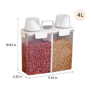 CENGNIAN 2 in1 Food Storage Containers with 2 Pouring Spout, Airtight Dry Storage Bins With Lids, BPA Free Plastic Sealed Holder Bin Dispenser, Measuring Cup for Rice, Cereal, Flour and Oatmeal