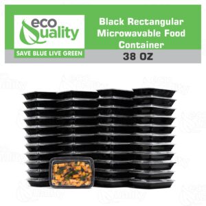 EcoQuality 38 oz Reusable Food Storage 25 Pack Containers with Lids Rectangular BPA Free Freezer, Microwave & Dishwasher Safe – Airtight & Watertight Stackable, Lunch Meal Prep, To-Go, Bento Box