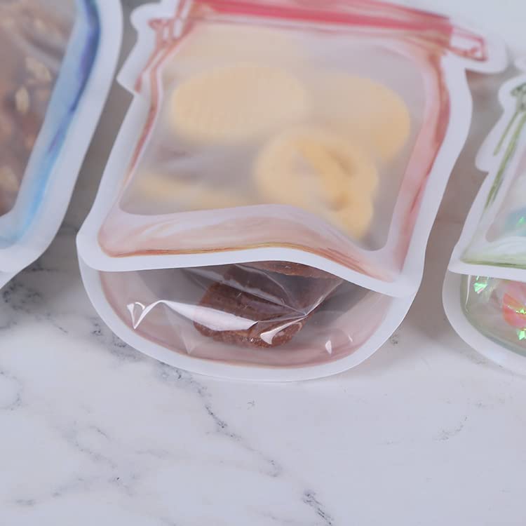 Reusable Mason Bottle Ziplock Bags, 20/40/80 pcs Mason Jar Ziplock Bags, Food Storage Plastic Bags Multi-Size Fresh Leak Proof Zipper Bags for Kitchen Camping Travel Office (40 pcs)