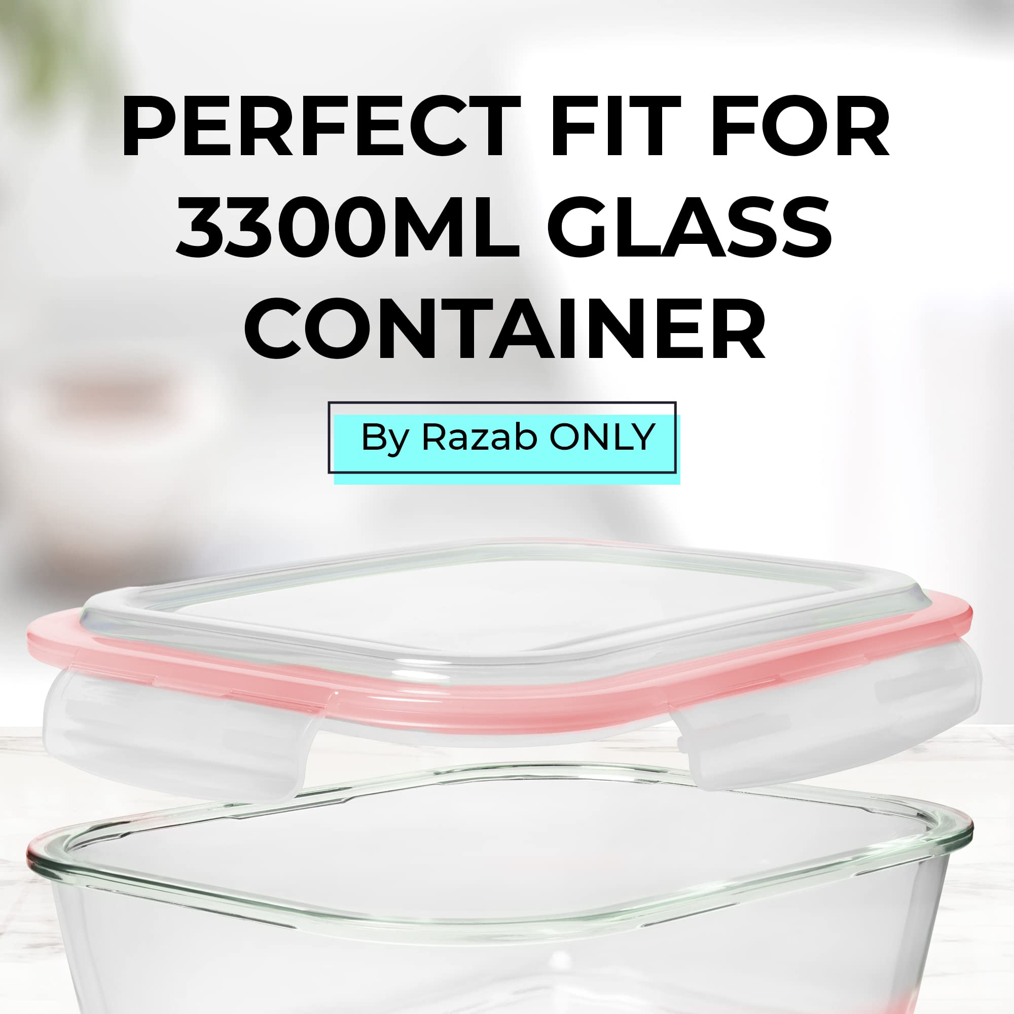 Razab 3300ML (3300 ml/ 112 oz) Glass Red Food Storage Container - LID Only