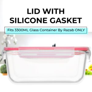 Razab 3300ML (3300 ml/ 112 oz) Glass Red Food Storage Container - LID Only