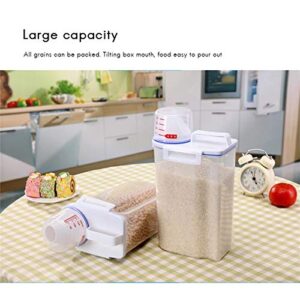 Zerodis 2 Pcs Cereal Containers, Plastic Airtight Storage Containers with Pour Spout and Measuring Cup for Rice Cereal Grain Flour Portable Rice Grain Storage Bin Dispenser