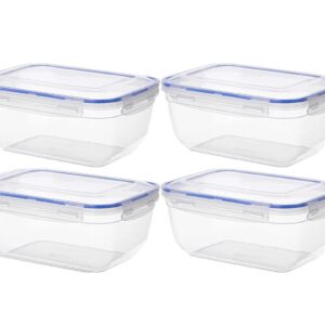 Superio Pack of 4 Plastic Food Storage Containers with airtight Lid for Pantry, Fridge- 80 Oz- BPA Free, Leakproof Sealed Container- Microwave, Dishwasher and Freezer Safe, Clear (Clear)