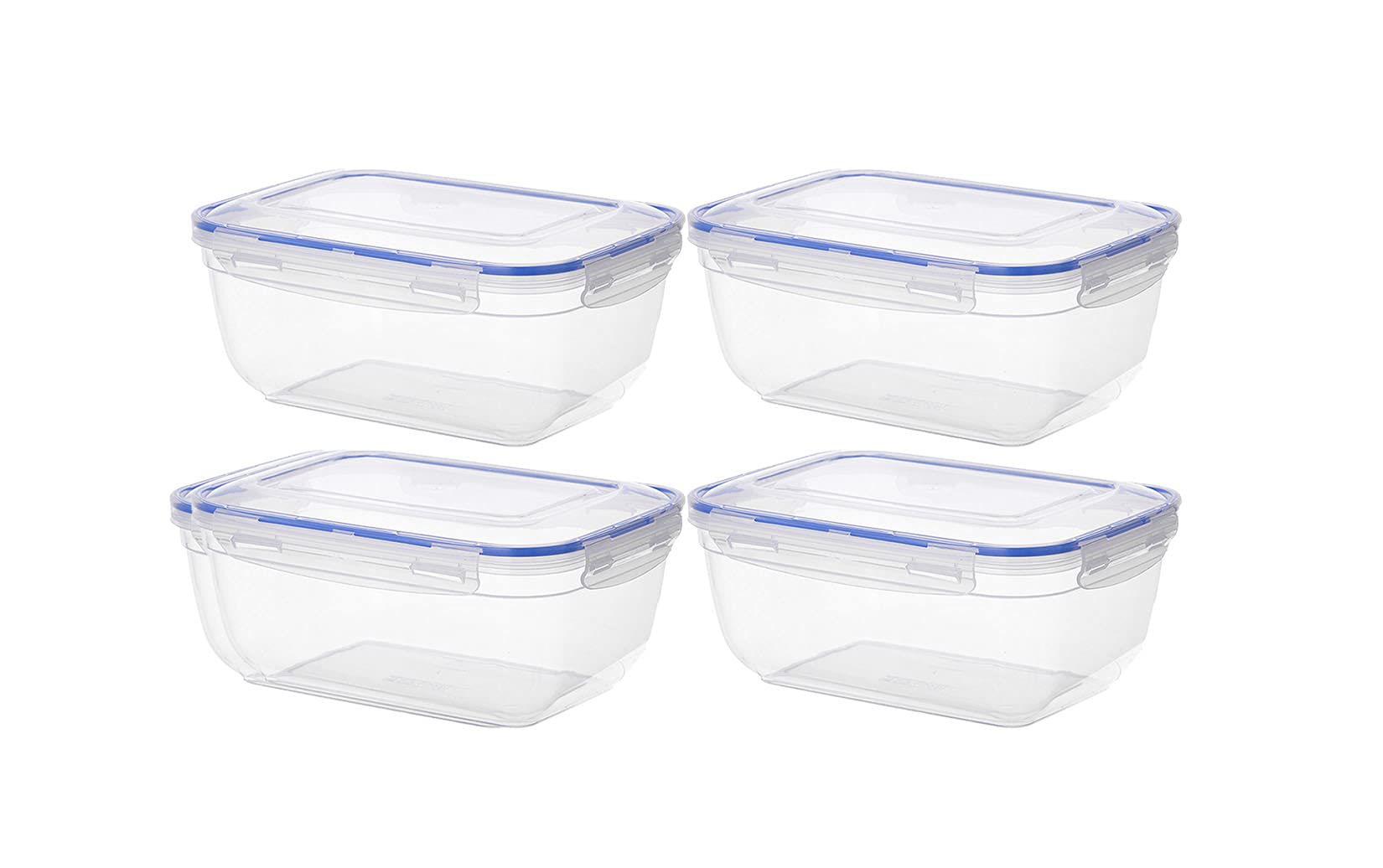 Superio Pack of 4 Plastic Food Storage Containers with airtight Lid for Pantry, Fridge- 80 Oz- BPA Free, Leakproof Sealed Container- Microwave, Dishwasher and Freezer Safe, Clear (Clear)