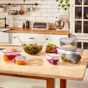 Superio Pack of 4 Plastic Food Storage Containers with airtight Lid for Pantry, Fridge- 80 Oz- BPA Free, Leakproof Sealed Container- Microwave, Dishwasher and Freezer Safe, Clear (Clear)