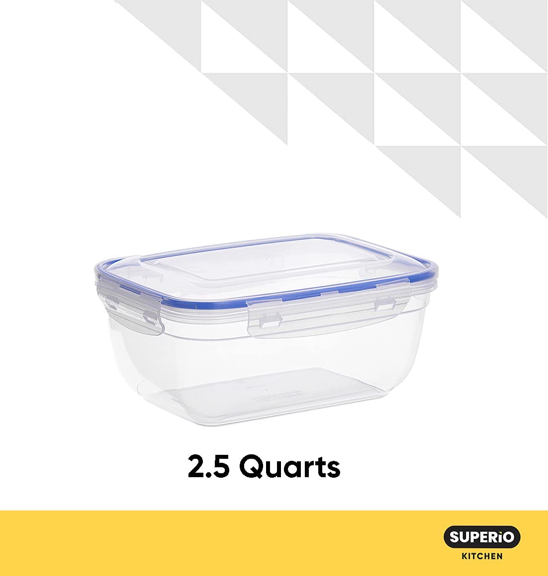 Superio Pack of 4 Plastic Food Storage Containers with airtight Lid for Pantry, Fridge- 80 Oz- BPA Free, Leakproof Sealed Container- Microwave, Dishwasher and Freezer Safe, Clear (Clear)