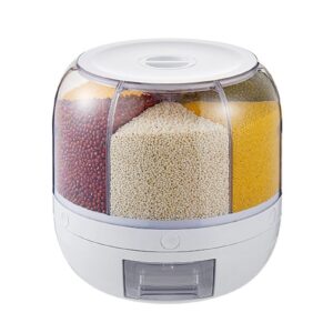 kwqbhw 6 grid rice dispenser rotating food grain storage container large capacity cereal bucket beans cereal container for kitchen organization(small)