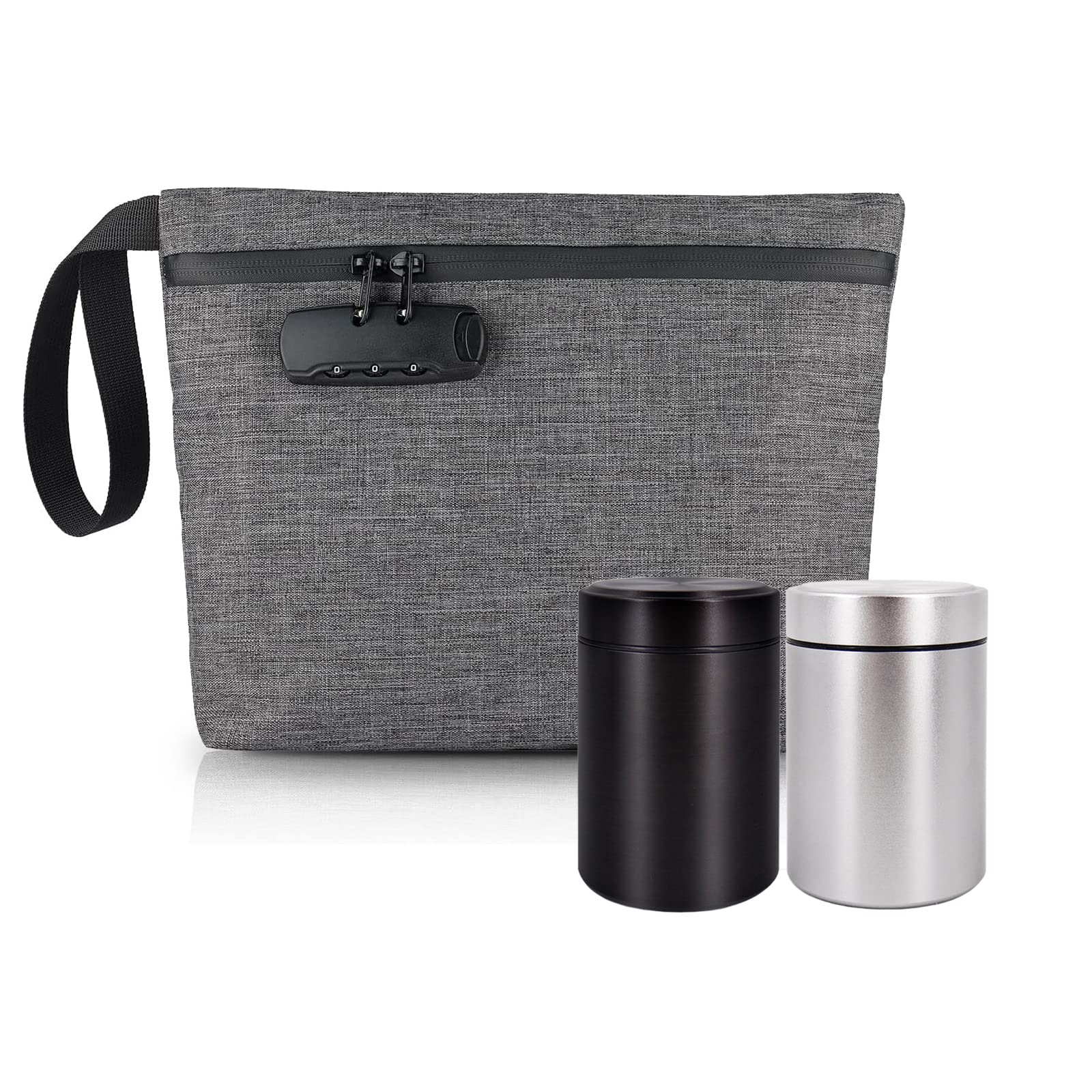 SafeDelux Storage Bag with Combination Lock and Aluminum Storage Jar