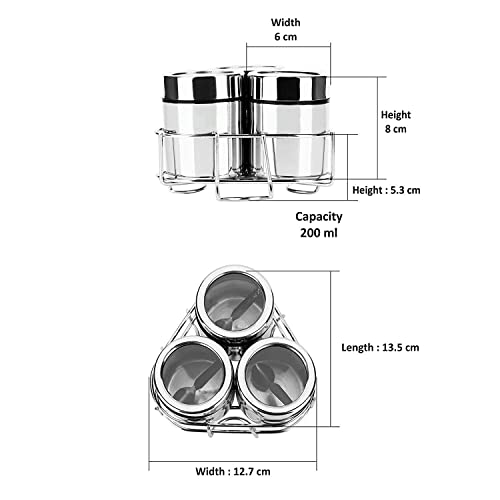 Zindwear ; Shop Your Style Stainless Steel Spices and Dry Fruit & Food Storage Round Containers With Stand and Spoons