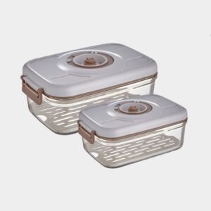 refrigerator organizer with vacuum food storage container set (2) free vacuum pump