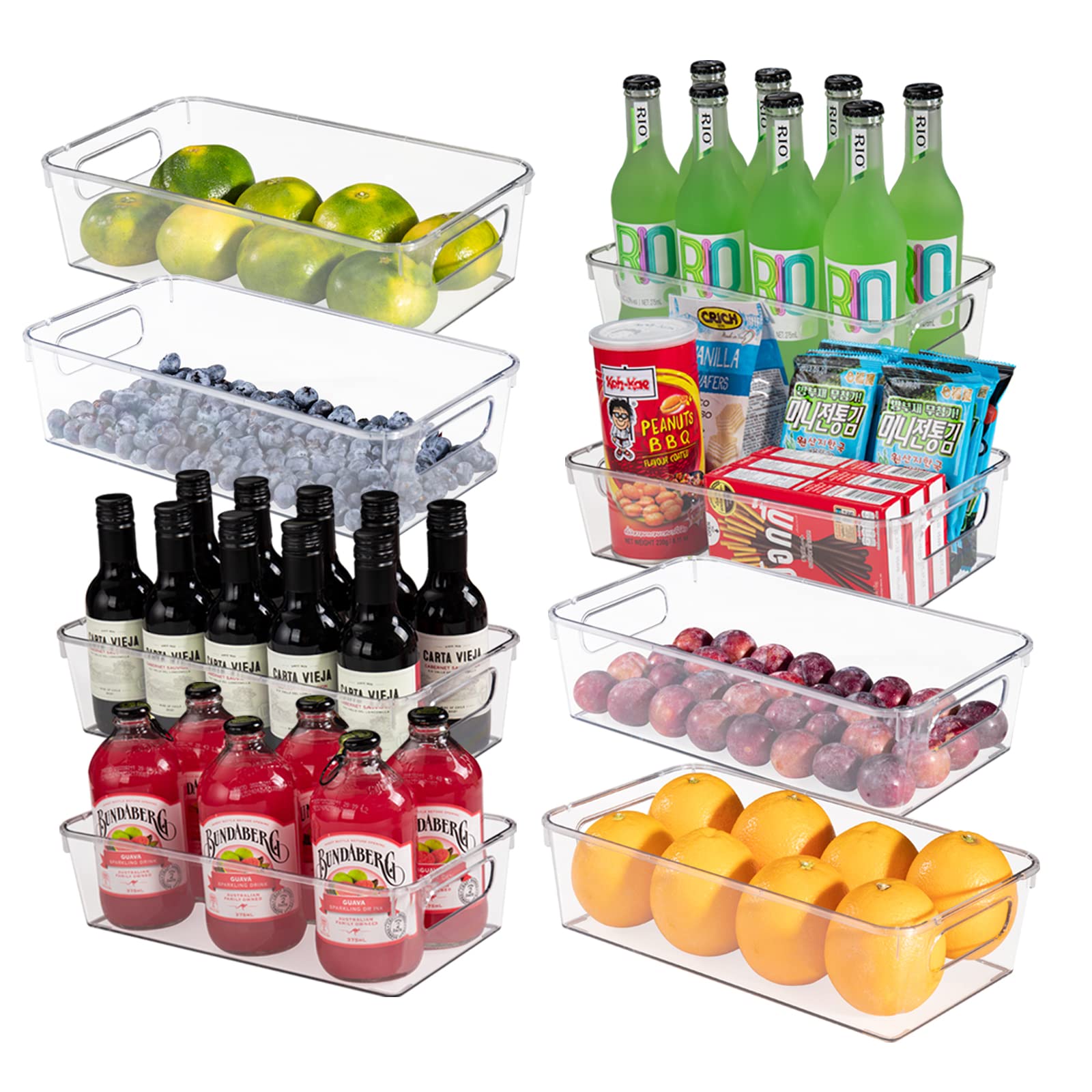 HOMER Set Of 14 Clear Plastic Refrigerator Organizer Bins and Fridge Storage Bins, Fridge Storage Containers, Perfect for Fridge Organizer, Kitchen Storage, and Cabin Organizer