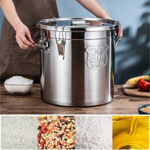 wuxlj stainless steel airtight canister for kitchen counter - cereal, rice, flour and milk storage container with lid and handles