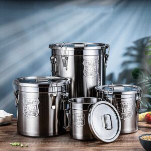 WUXLJ Stainless Steel Airtight Canister for Kitchen Counter - Cereal, Rice, Flour and Milk Storage Container with Lid and Handles