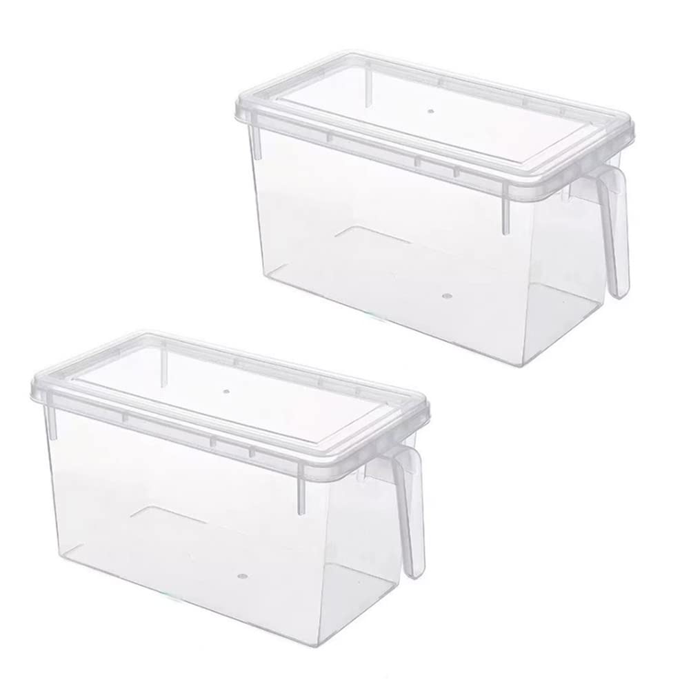 2 Pack Fridge Organizer, Stackable Refrigerator Clear Organizer Bins with Lids BPA Produce Fruit Storage Containers for Fridge Pantry Organization