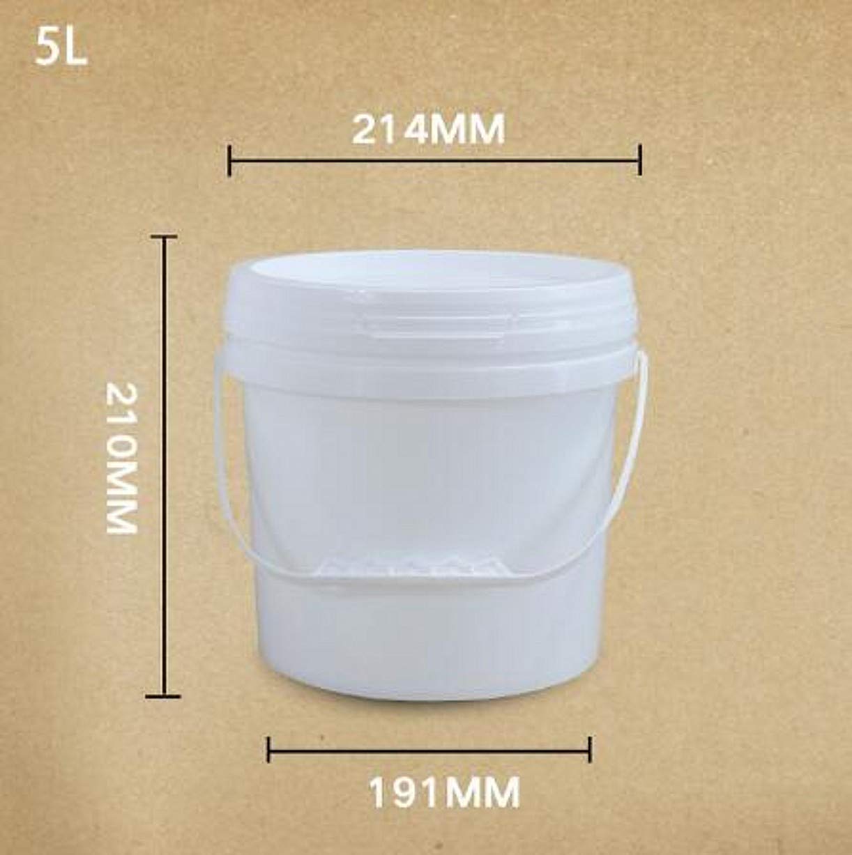 WellieSTR 2 Pack (5L White) Plastic Bucket with Lid and Handle Food Grade Container Leakproof,Food Storage Container