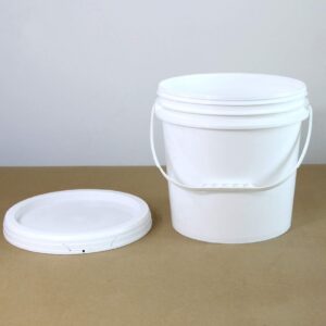 WellieSTR 2 Pack (5L White) Plastic Bucket with Lid and Handle Food Grade Container Leakproof,Food Storage Container