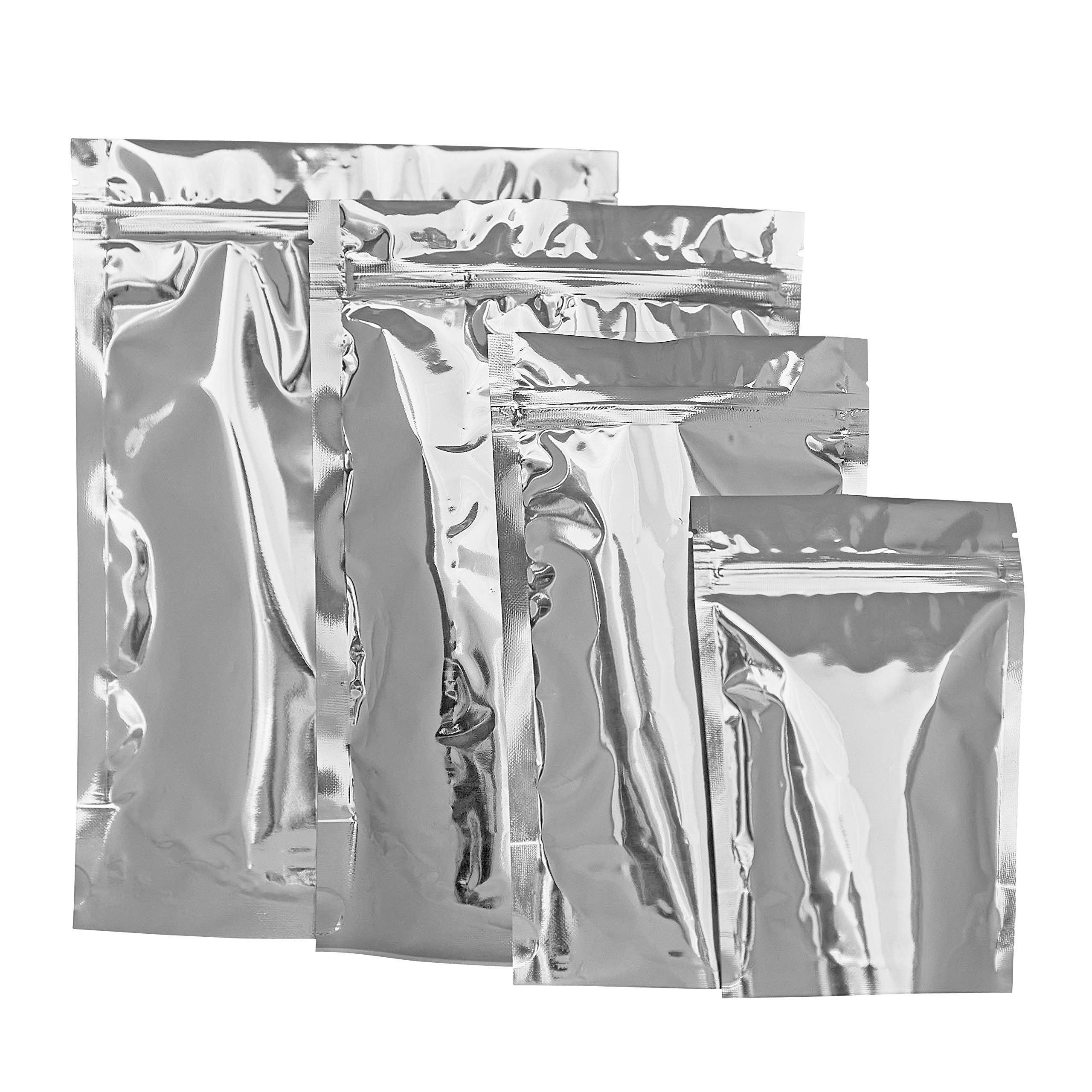 Mylar bags for food storage, 20 Pieces Aluminum sealable ziplock bag, Good for Food, Beans, Grain, Airtight sealing mylar bag 4 sizes aluminum foil bags, (4x6 5x8 6x9 7x10)