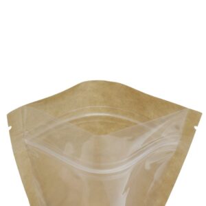 Pack of 100 Clear Brown Back Crafted Stand Up Zip Top Bags (10x15cm (4x6"))