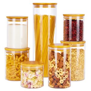 Vtopmart 15 Pack Glass Food Storage Containers and 7 Pack Glass Jars with Bamboo Lids