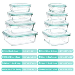 Vtopmart 15 Pack Glass Food Storage Containers and 7 Pack Glass Jars with Bamboo Lids