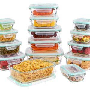 Vtopmart 15 Pack Glass Food Storage Containers and 7 Pack Glass Jars with Bamboo Lids