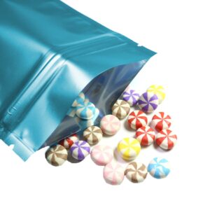 QQ Studio 100 Double-Sided Metallic Color Foil QuickQlick™ Resealable Flat Packaging Pouch Bags (Matte Blue, 3.25" x 5")