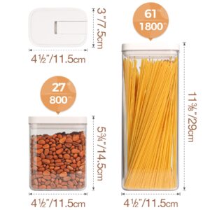 ComSaf Airtight Food Storage Container Set of 6 (61 OZ/ 27 OZ), BPA-Free Large Plastic Food Storage Canister, Kitchen Pantry Organization and Storage Jar for Spaghetti, Coffee, Sugar, Flour, Cereal