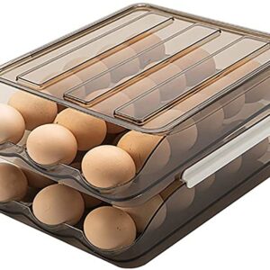 ZYDZ Automatic Rolling Egg Holder for Refrigerator, Fridge Organizers and Storage Space Saver Tray Container Bins Box (Two Layers)