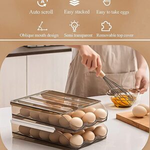 ZYDZ Automatic Rolling Egg Holder for Refrigerator, Fridge Organizers and Storage Space Saver Tray Container Bins Box (Two Layers)