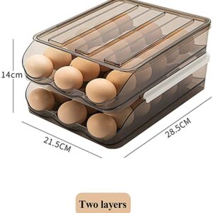 ZYDZ Automatic Rolling Egg Holder for Refrigerator, Fridge Organizers and Storage Space Saver Tray Container Bins Box (Two Layers)