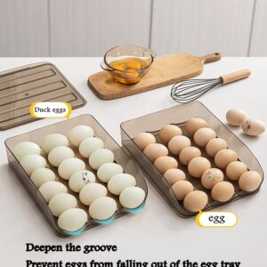 ZYDZ Automatic Rolling Egg Holder for Refrigerator, Fridge Organizers and Storage Space Saver Tray Container Bins Box (Two Layers)