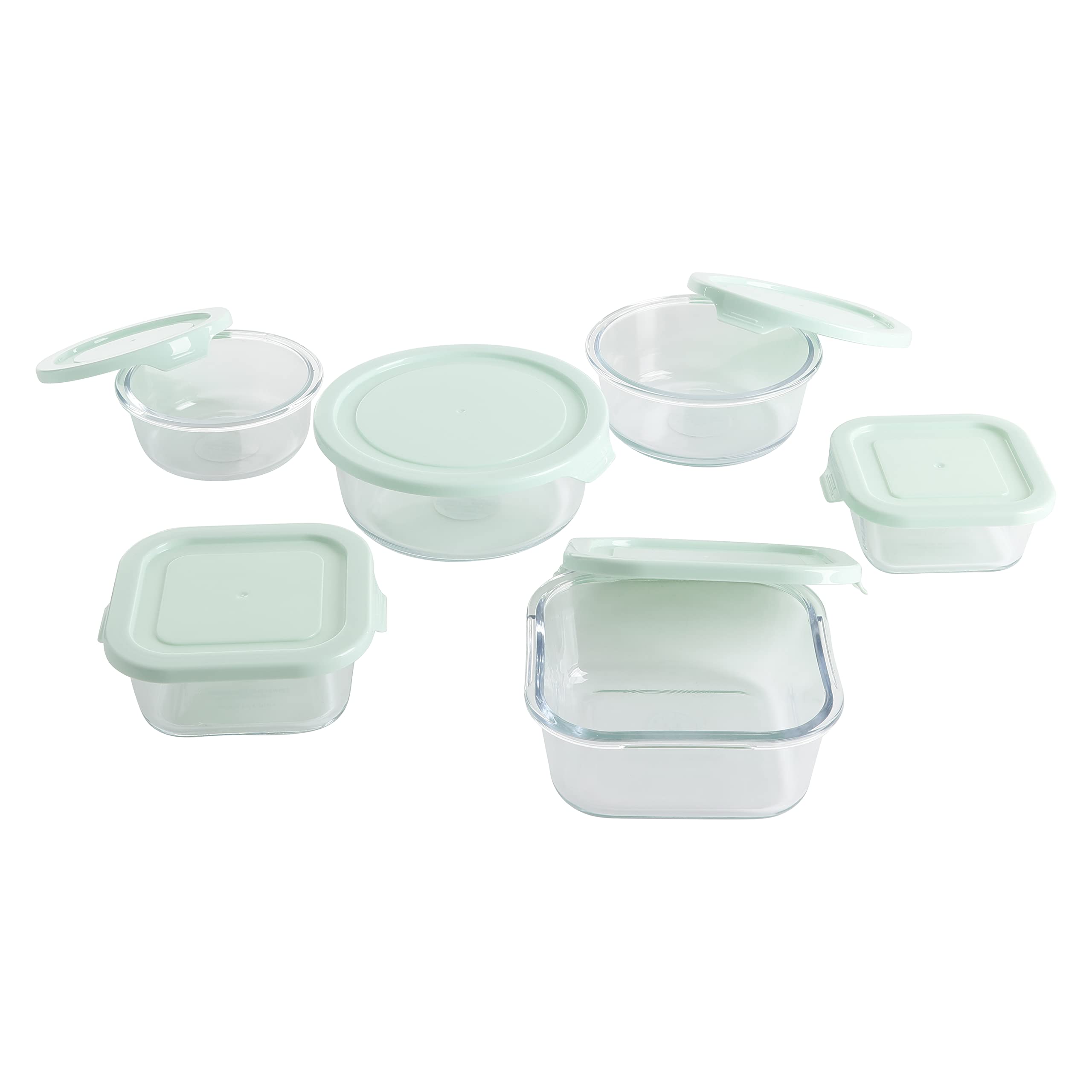 Martha Stewart 12 Piece Storage Borosilicate Glass Container Set w/Snap Martha Blue Lids