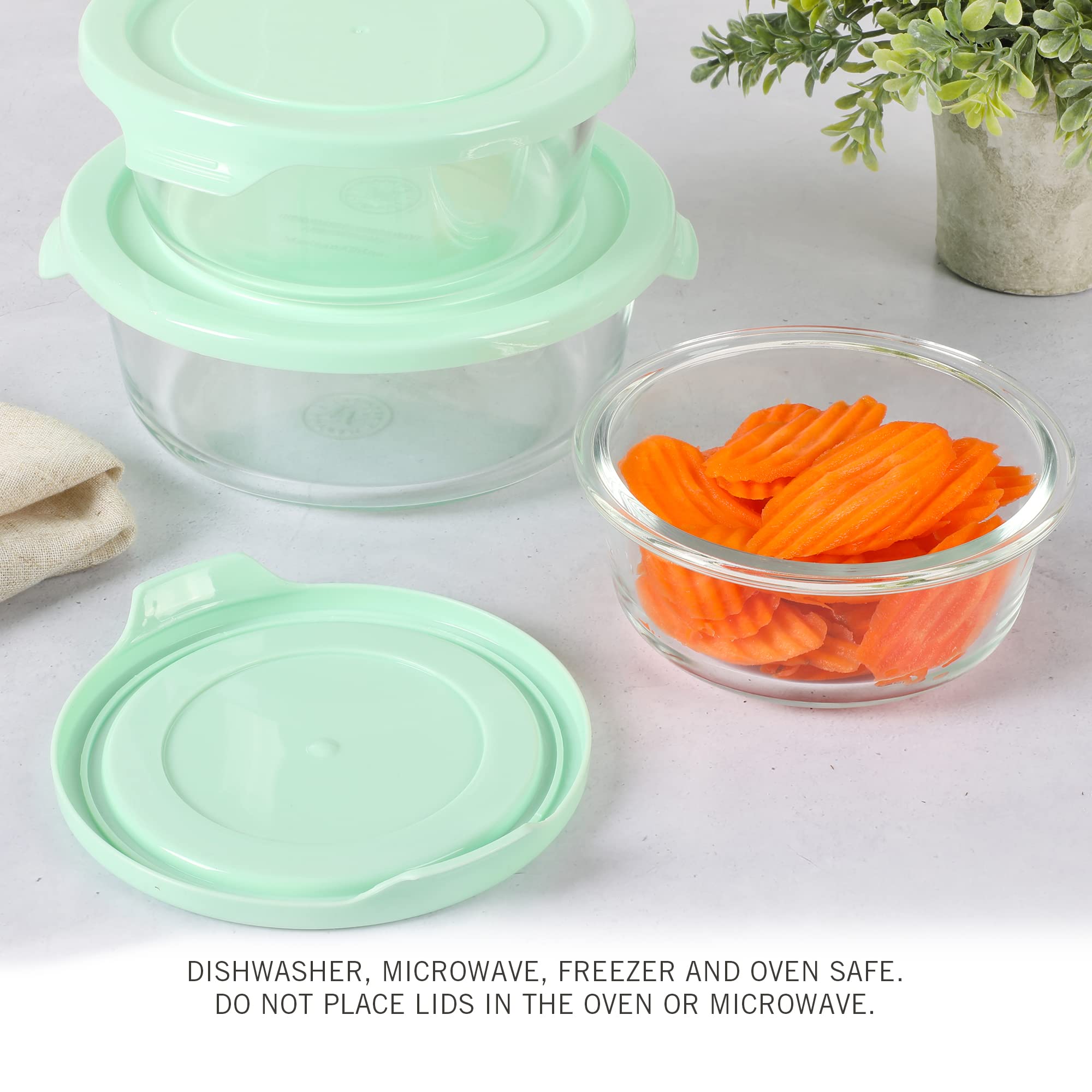 Martha Stewart 12 Piece Storage Borosilicate Glass Container Set w/Snap Martha Blue Lids