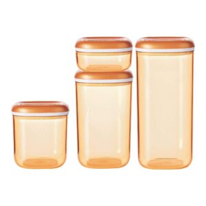 tupperware polycarbonate cookie jar - 240 ml, 780 ml, 1.3 liter, 1.8 liter, 4 pieces, orange