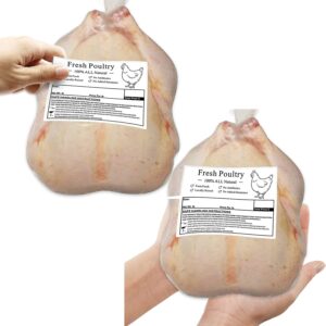 Poultry Shrink Bags 13"x18" 50Pack Clear Poultry Heat Shrink Wrap BPA Free Freezer with 50 Zip Ties,50PCS Freezer Labels and a Silicone Straw for Chickens,Rabbits