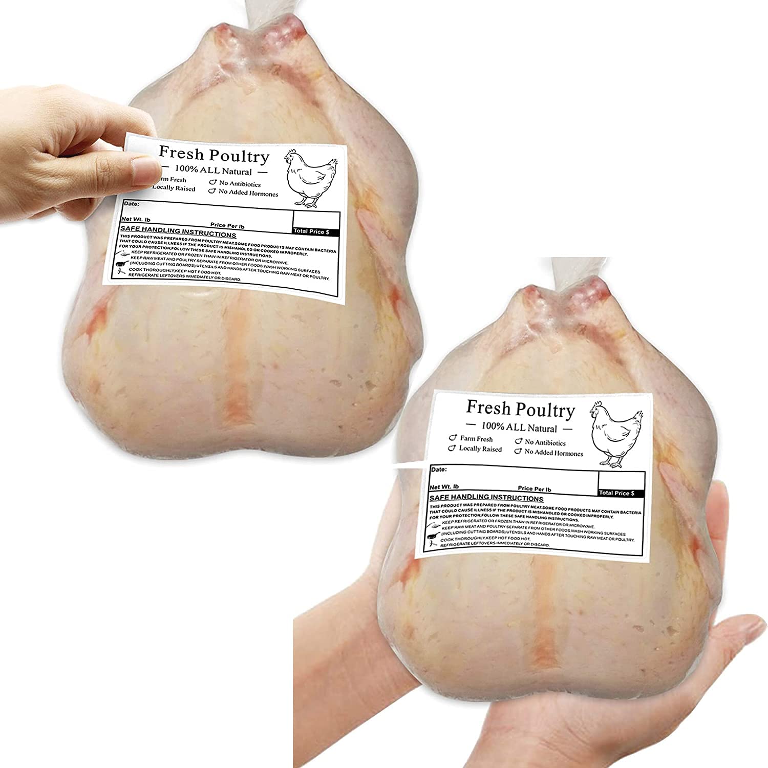 Poultry Shrink Bags 13"x18" 50Pack Clear Poultry Heat Shrink Wrap BPA Free Freezer with 50 Zip Ties,50PCS Freezer Labels and a Silicone Straw for Chickens,Rabbits